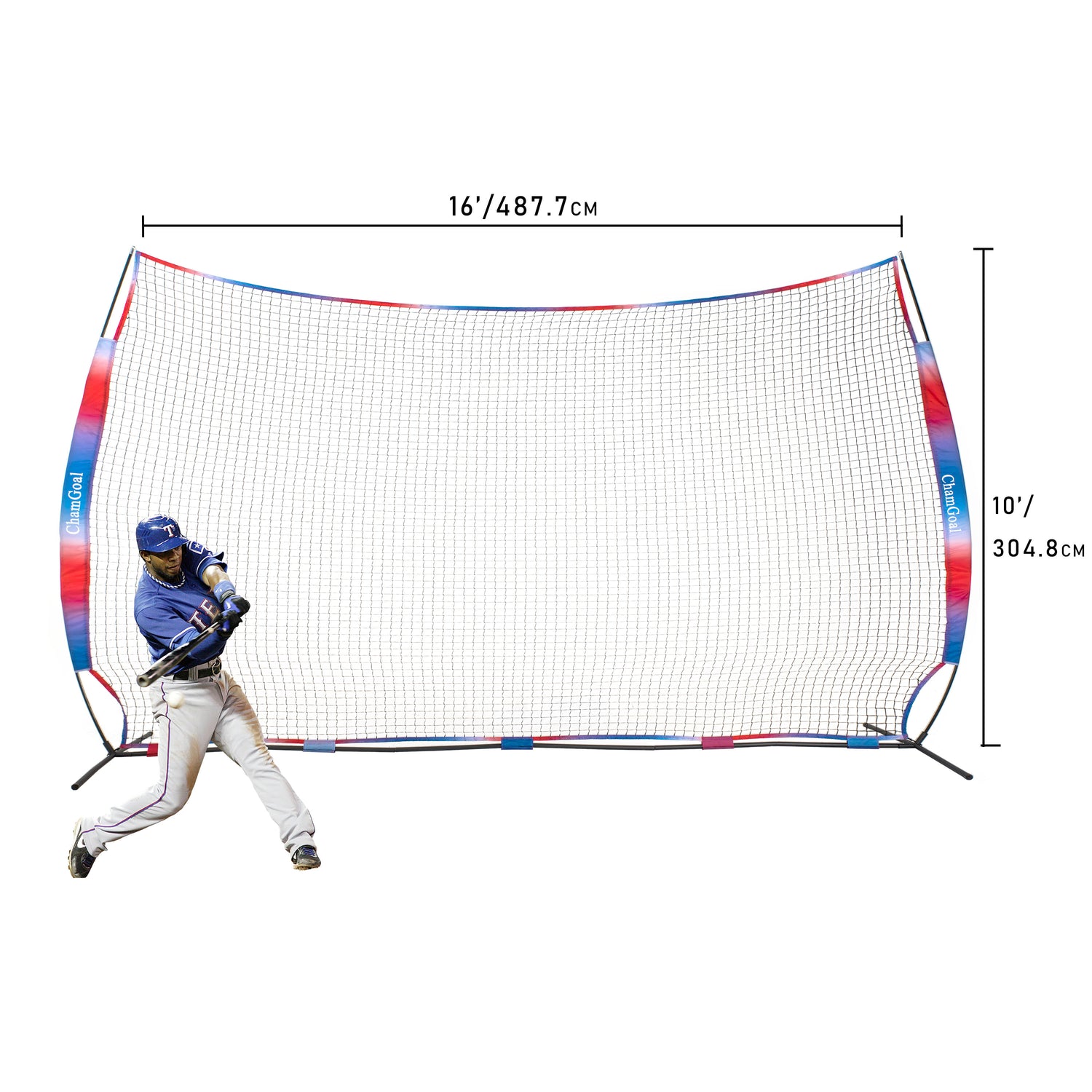 16' x 10' Portable Sports Barrier Net, Collapsible Backstop Net for Mu ...